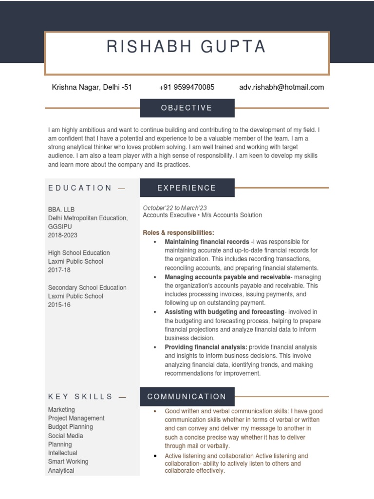 RISHABH GUPTA CV | PDF | Accounts Payable | Communication