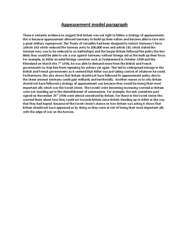 Appeasement Model Paragraph | PDF