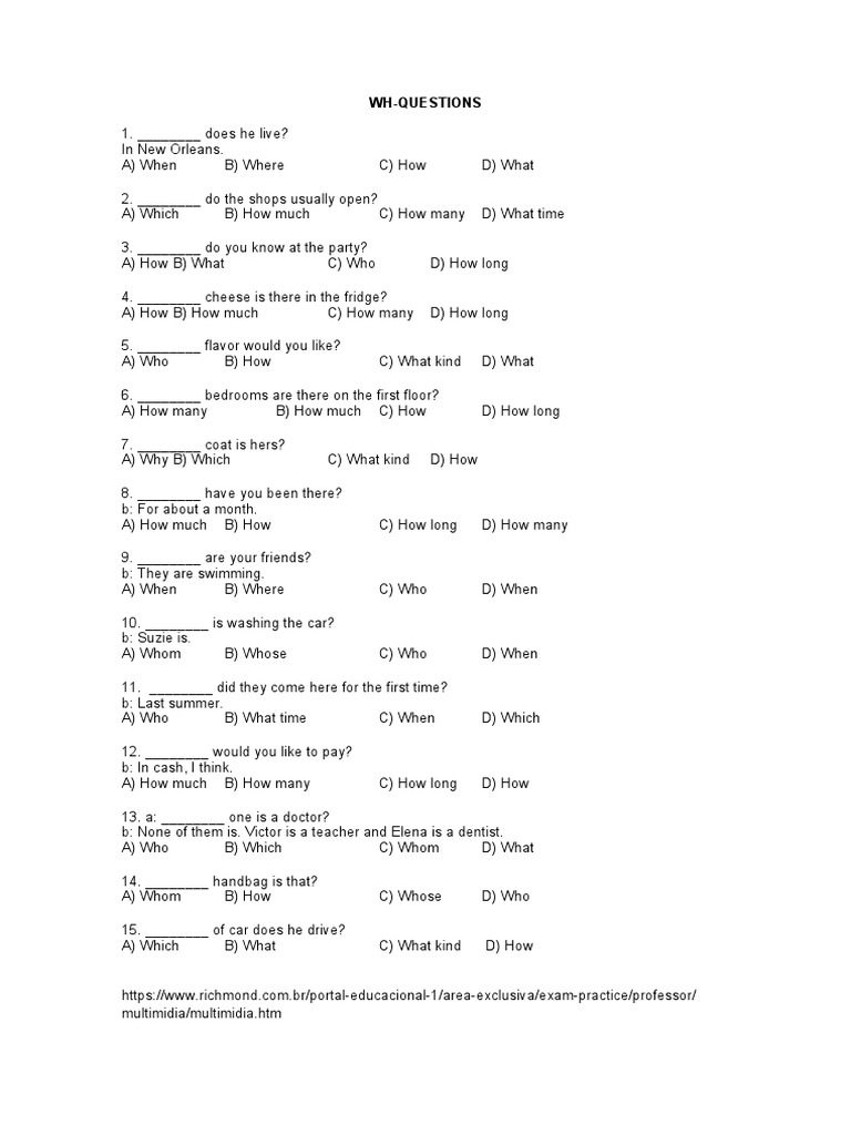 WH questions Listening | PDF