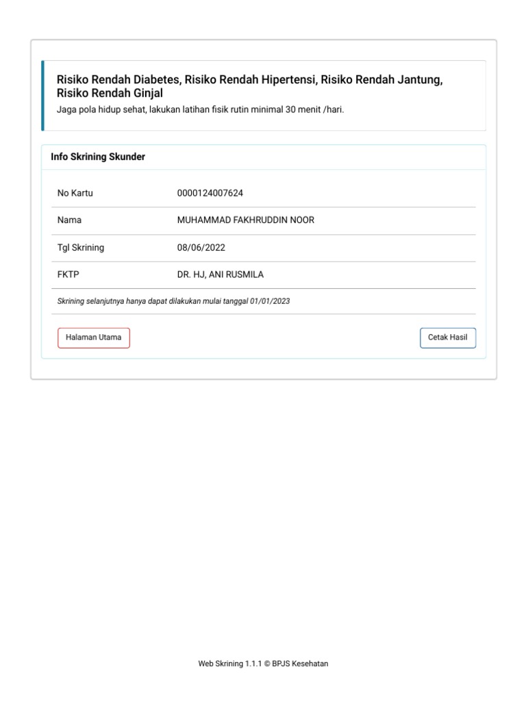 Web Skrining BPJS Kesehatan | PDF