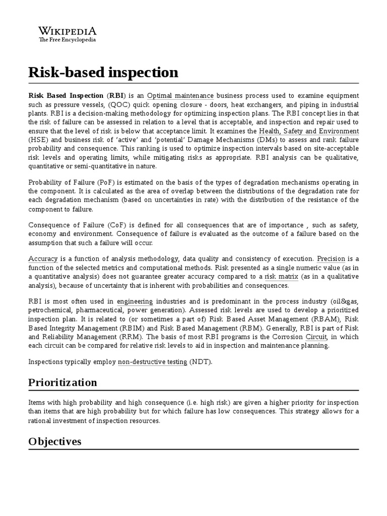 Risk Based Inspection | PDF | Business | Safety