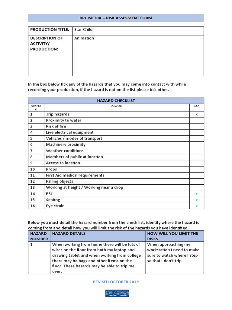 BPC Risk Assesment 2 | PDF | Hazards | Safety