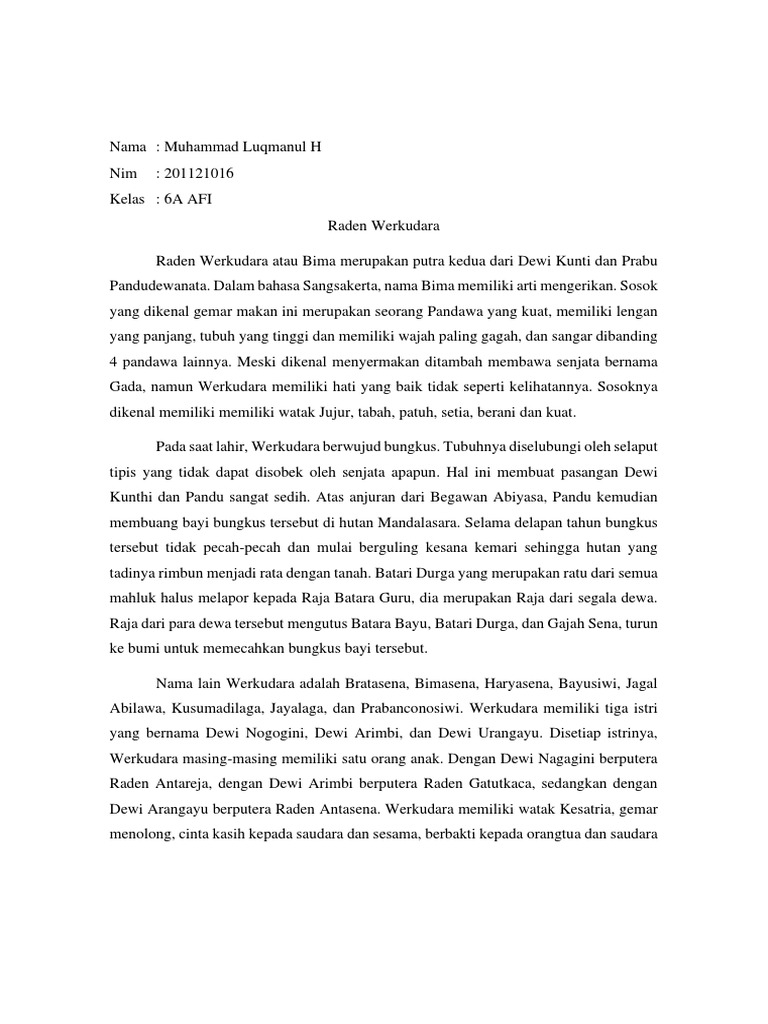 Essay Singkat Raden Werkudara | PDF