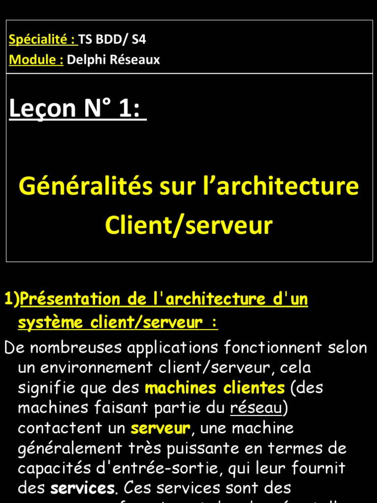 L'architecture D'un Système Client Serveur | PDF