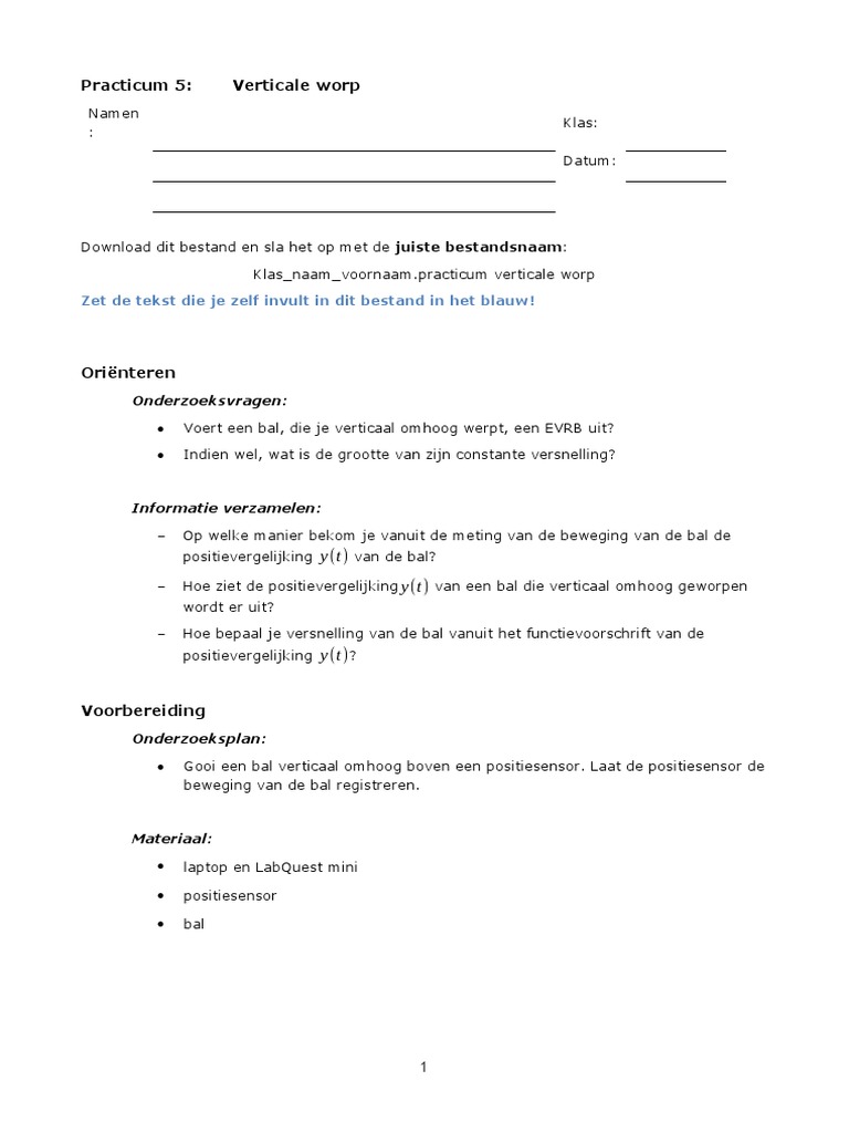 Practicum Verticale Worp | PDF