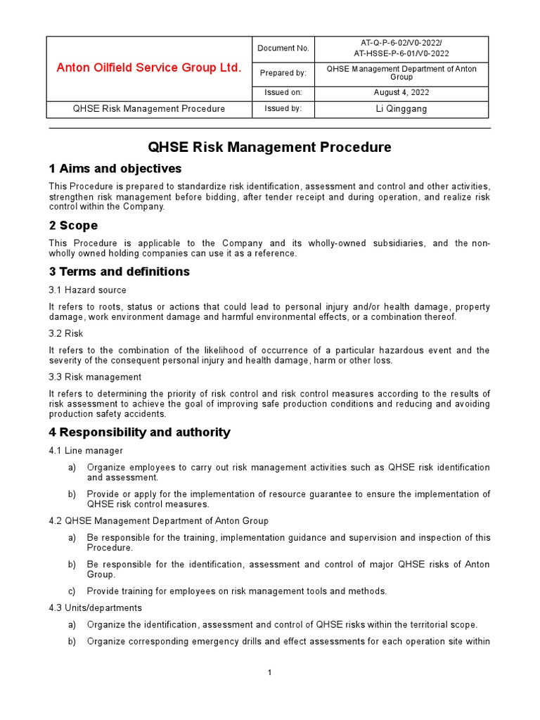 QHSE Risk Management Guide | PDF | Risk | Risk Management