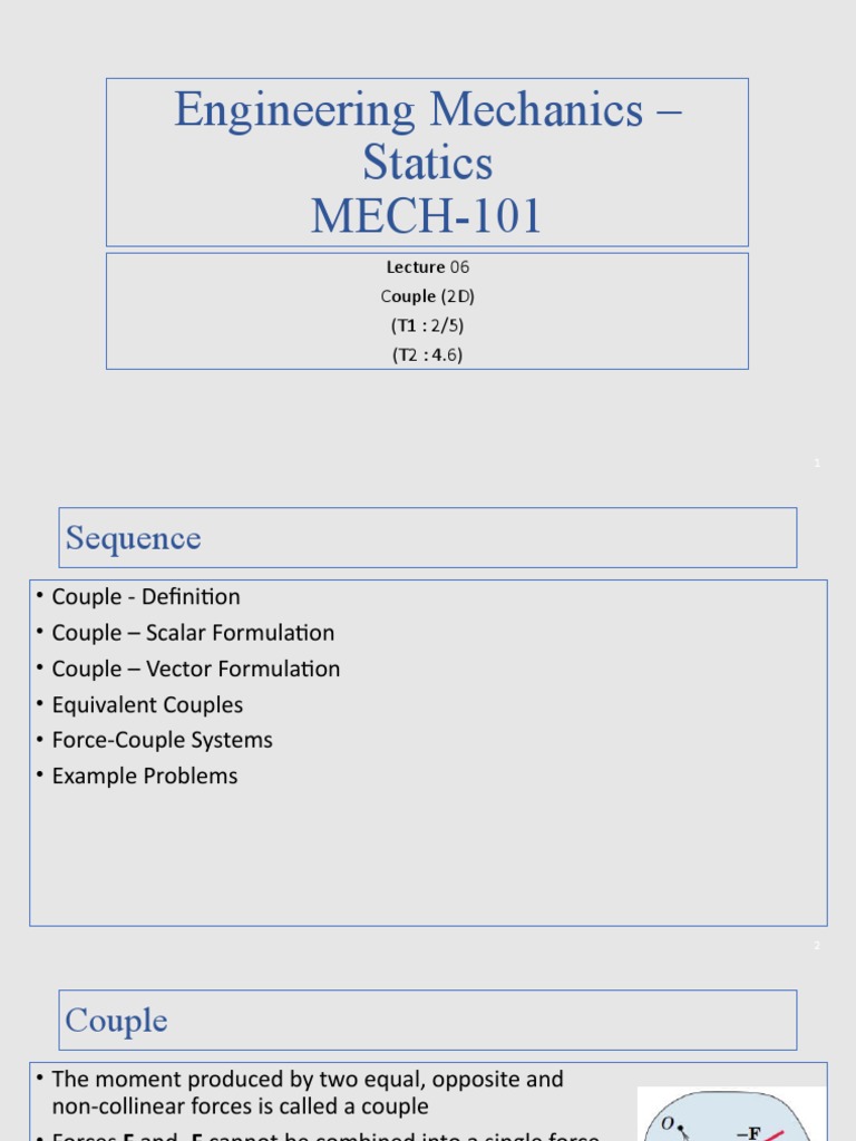 MECH 101 - Lecture 02-03 | PDF | Euclidean Vector | Force