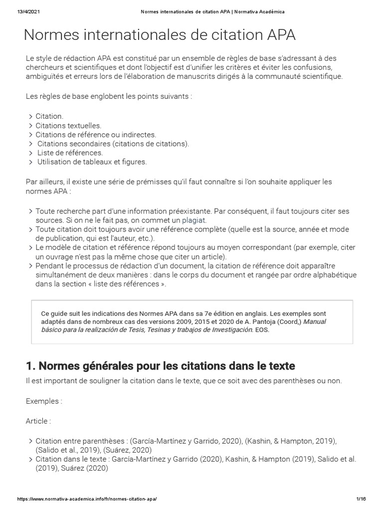 Normes Internationales de Citation APA FR | PDF | Guillemet