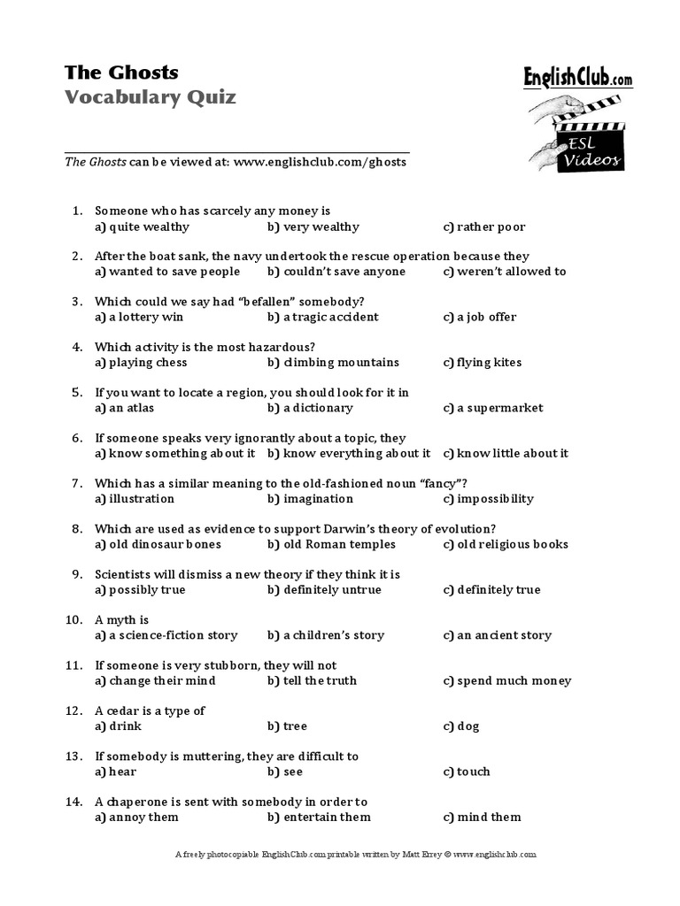 EC_The-Ghosts-vocabulary-quiz | PDF | Science