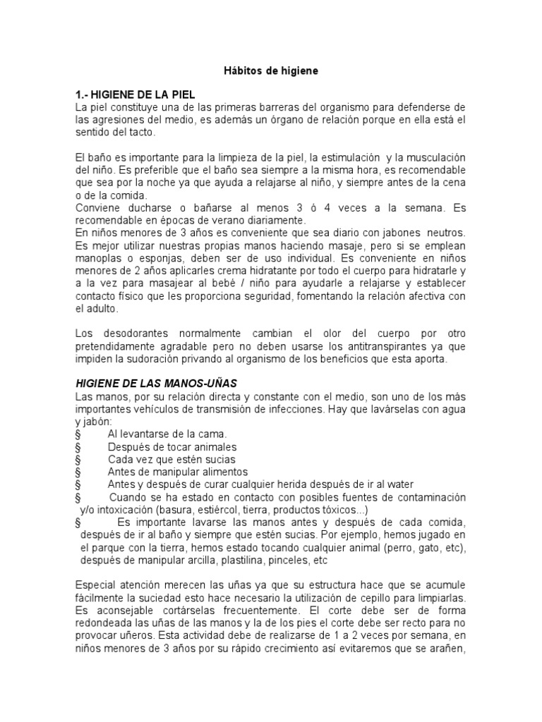 Hábitos de higiene para niños en primaria | PDF | Estilo de vida