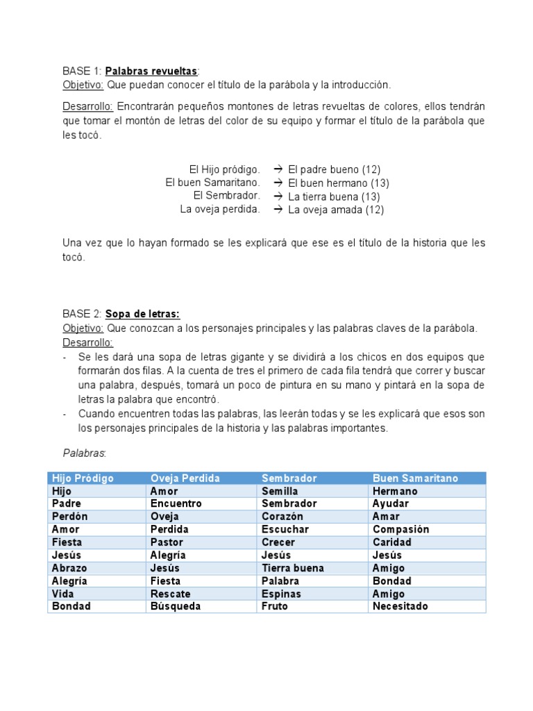 Actividades de Parábolas para Niños | PDF | Parábolas de Jesús | Jesús