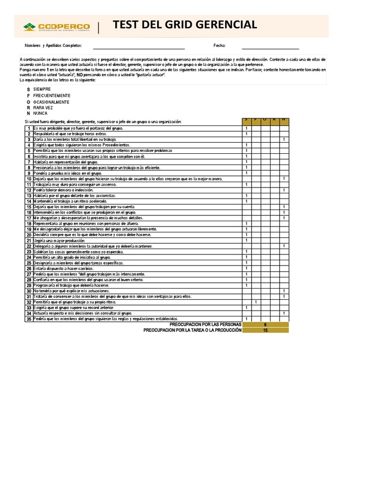 Anexo 05 Test Grid Gerencial 2023 | PDF