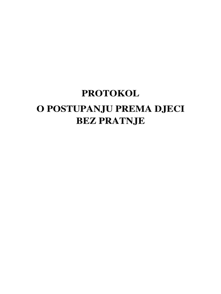 Protokol o Postupanju Prema Djeci Bez Pratnje | PDF