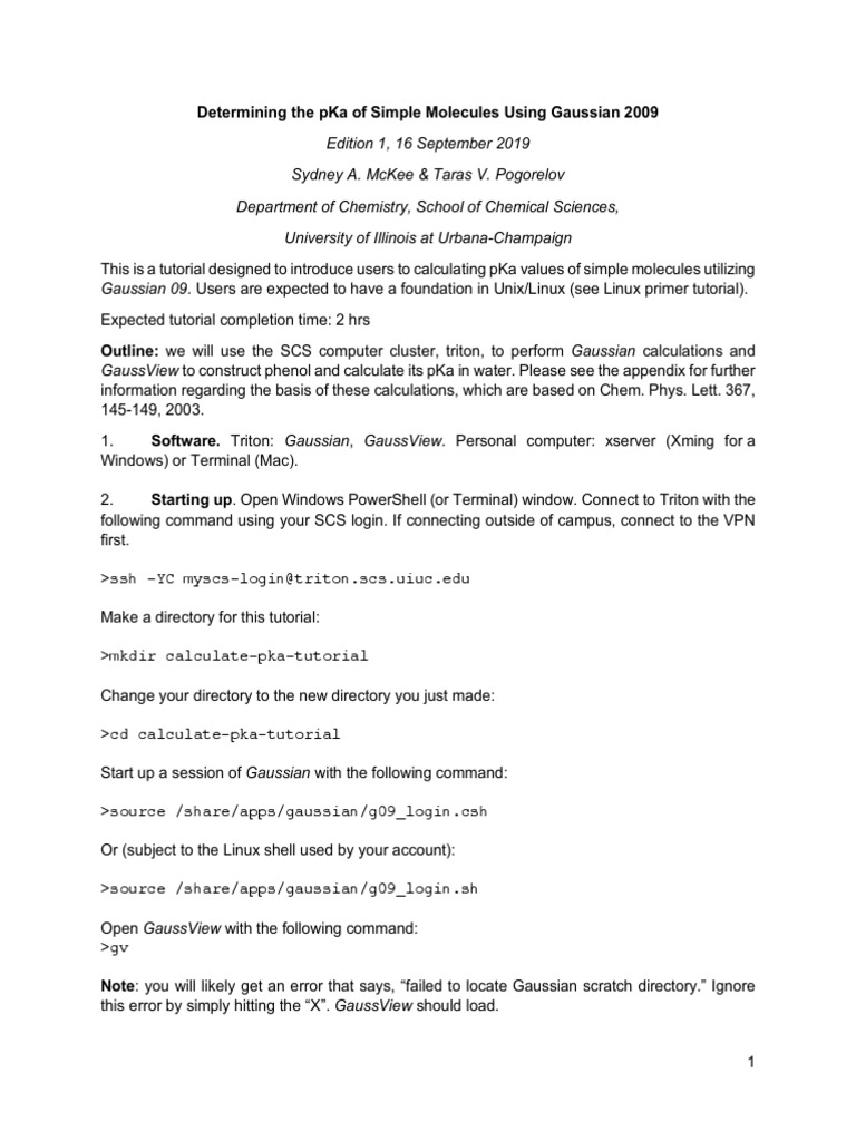 pKa Calculation Tutorial Using Gaussian | PDF | Acid Dissociation Constant | Solvation