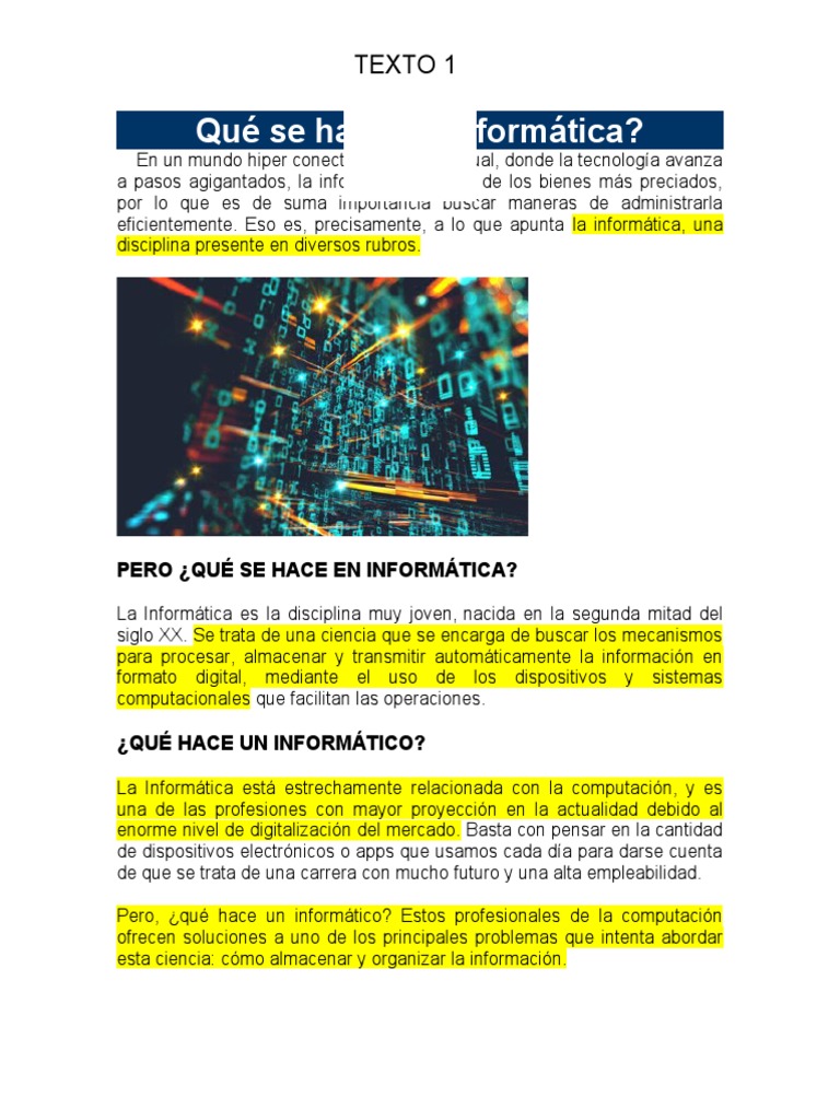 Textos | PDF | Informática | Tecnologías de la información