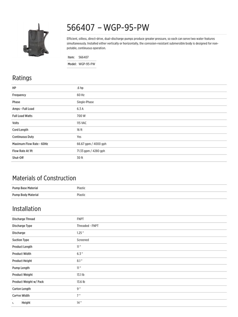 566407 — WGP-95-PW _ Little Giant | PDF