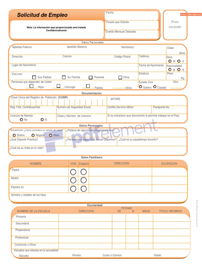 Solicitud de Empleo Bonita Editable PC Copiar | PDF
