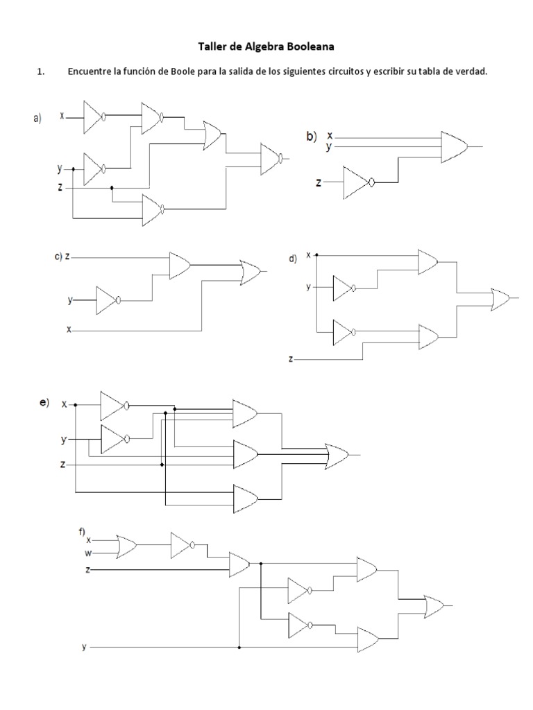 Taller de Algebra Booleana | PDF | Enseñanza de matemática | Álgebra de ...