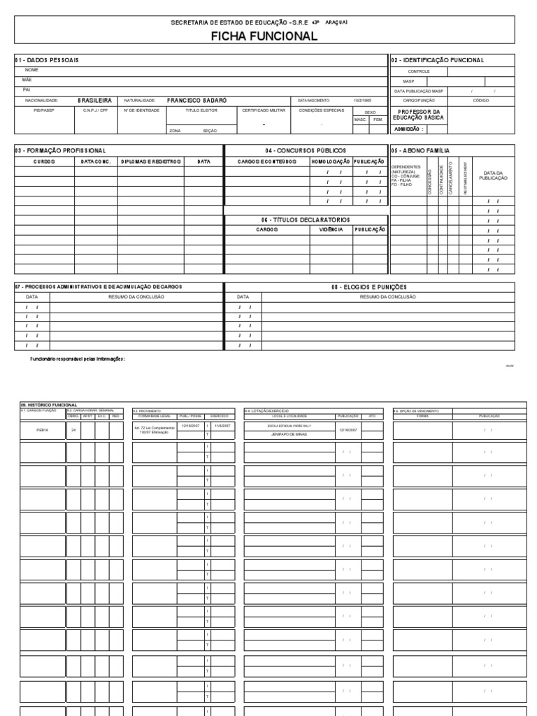 Ficha Funcional Digital | PDF