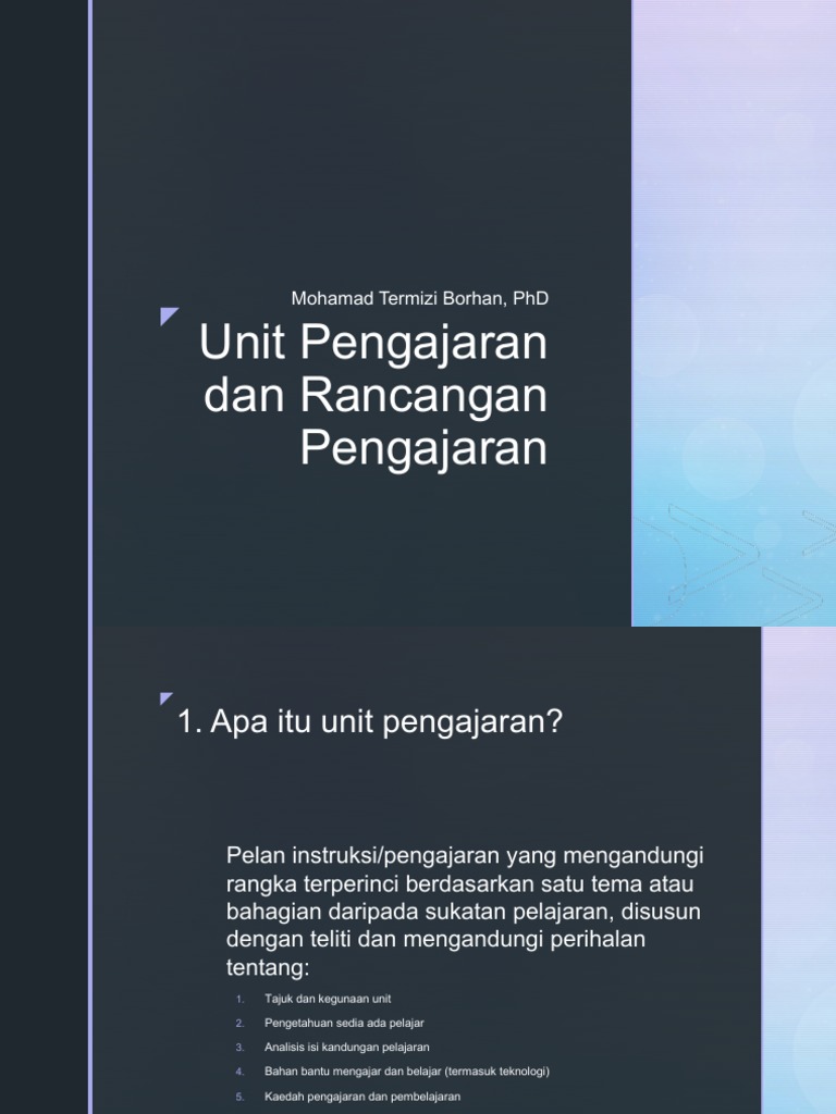 Unit Pengajaran Dan Rancangan Pengajaran | PDF