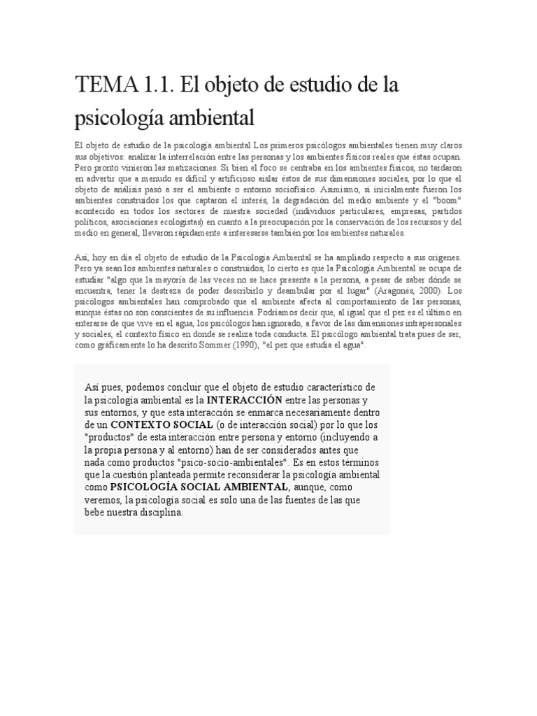 Psicología Ambiental | PDF | Sicología | Entorno natural