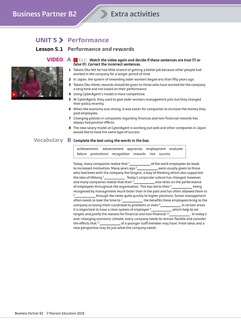 BusPart B2 ExClassPracWS U5 | PDF | Employment | Incentive