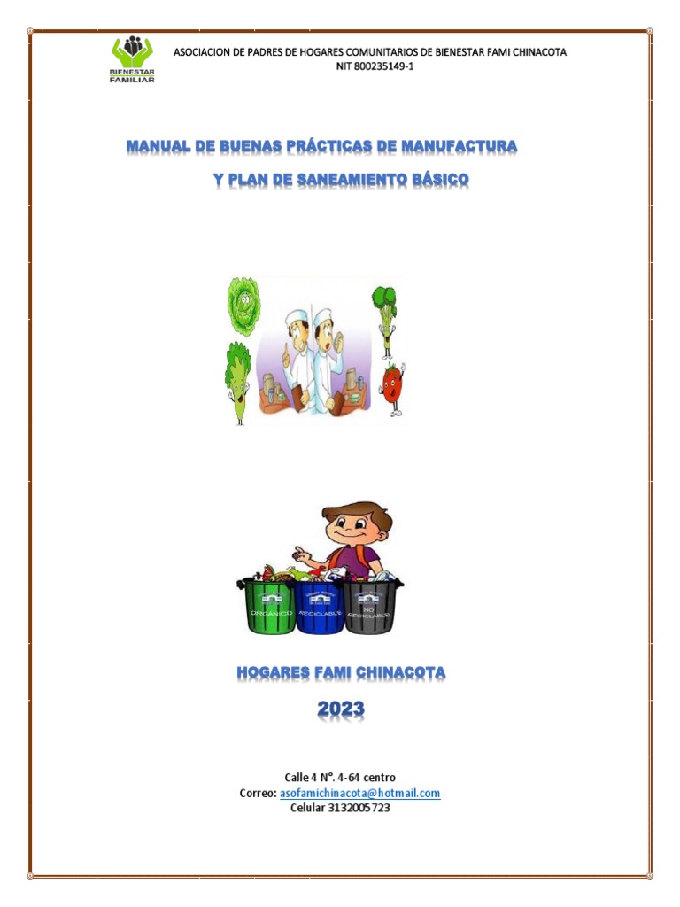 Manual de Buenas Prácticas de Manufactura | PDF | Agua | Detergente