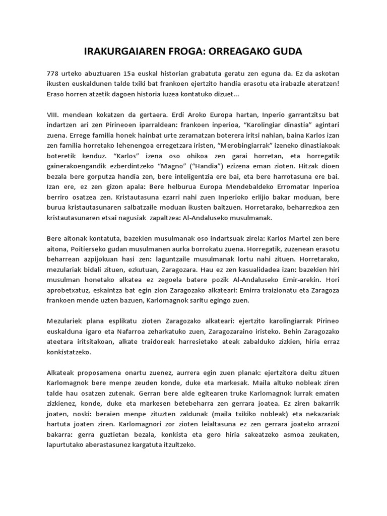 IRAKURGAIAREN FROGA - Orreagako Guda | PDF