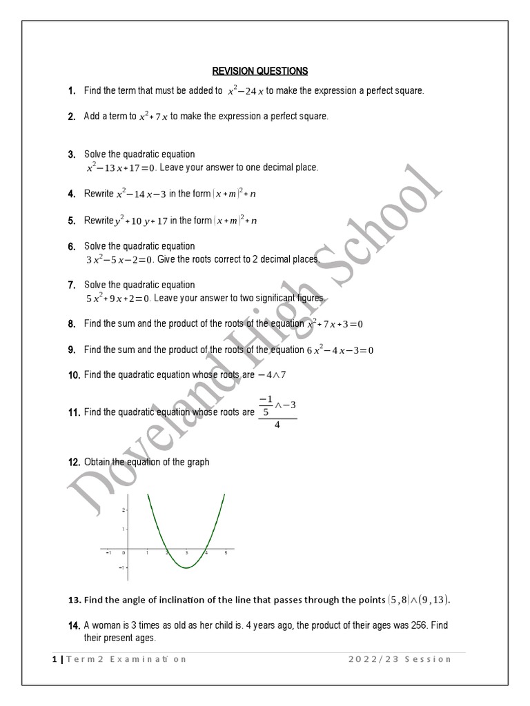 Yr 10 Revision Questions | PDF | Quadratic Equation | Interest
