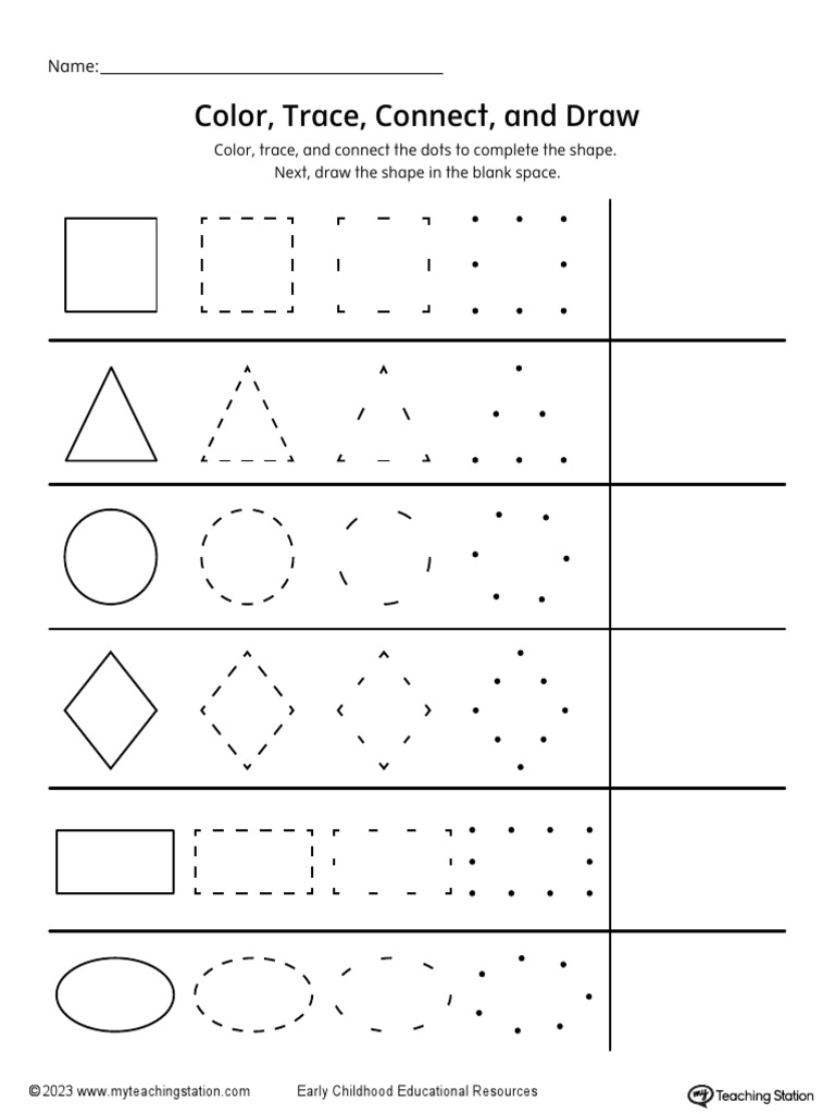 Color Trace and Connect The Dots To Complete Shapes | PDF