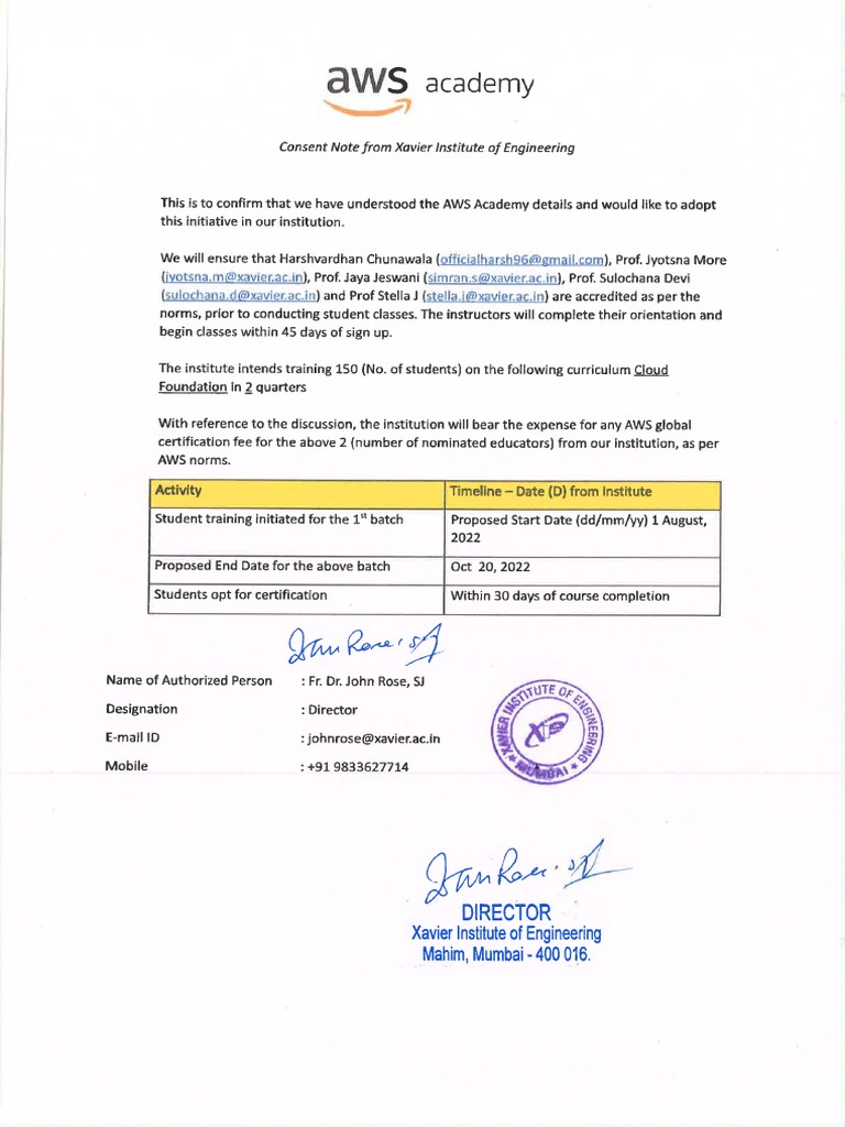 AWS Academy Consent 25july2022 | PDF