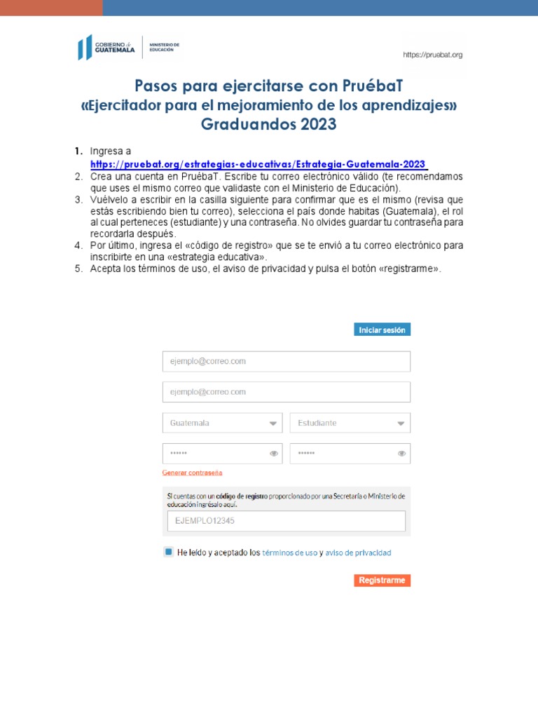 Pasos Ejercitador de PruébaT Graduandos | PDF | Contraseña