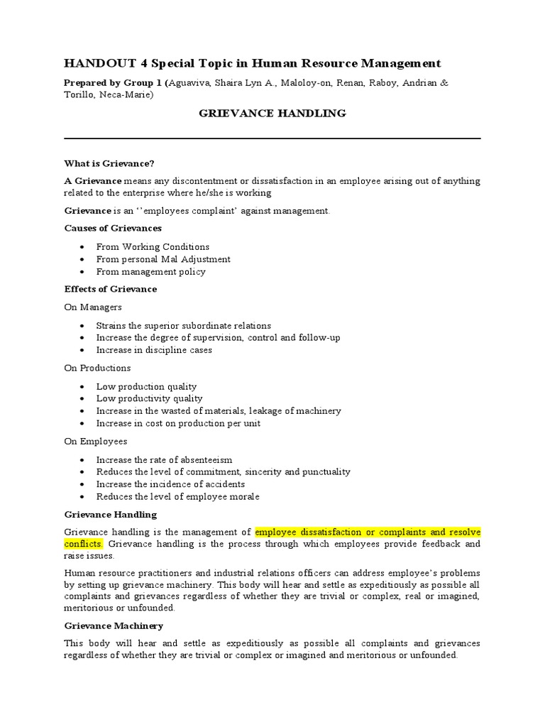 Handout 4 in Special Topics On Human Resources | PDF | Arbitration | Collective Bargaining