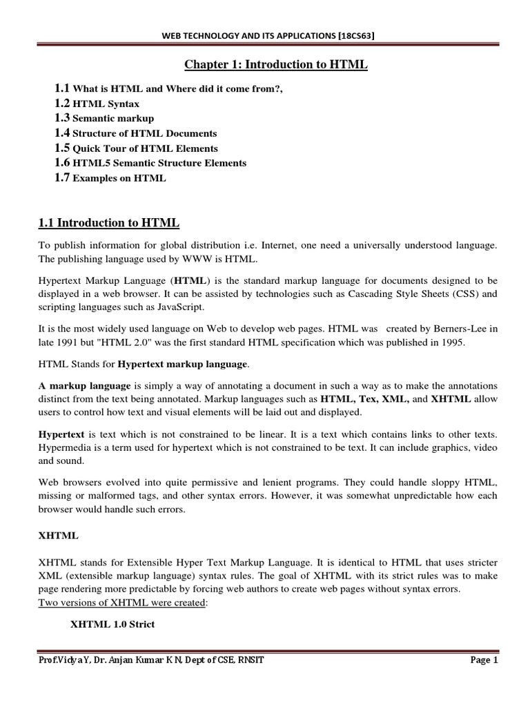 Module 1 | PDF | Html | Xhtml