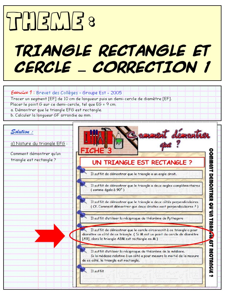 Triangle Rectangle et Cercle : Exercices Corrigés | PDF | Triangle | Cercle