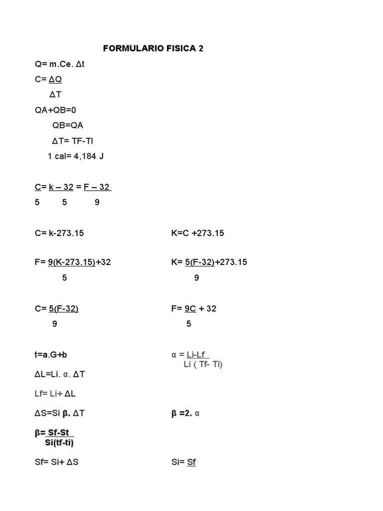 Formulario Fisica 2 Nuevo | PDF