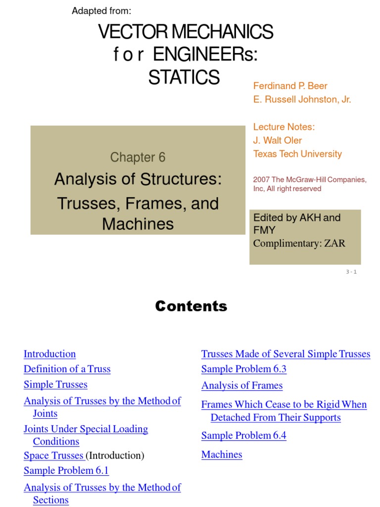 STATIC NOTES Notes 6 | PDF | Truss | Force