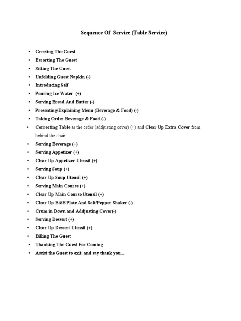 Sequence of Service | PDF