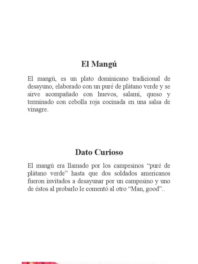 El Mangú DOMINICANA | PDF | Cocina latinoamericana | Cocina de las Americas