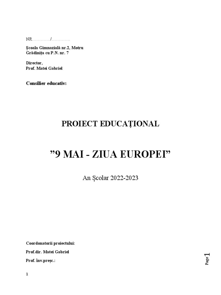 Proiect Educational Ziua Europei 9 Mai | PDF