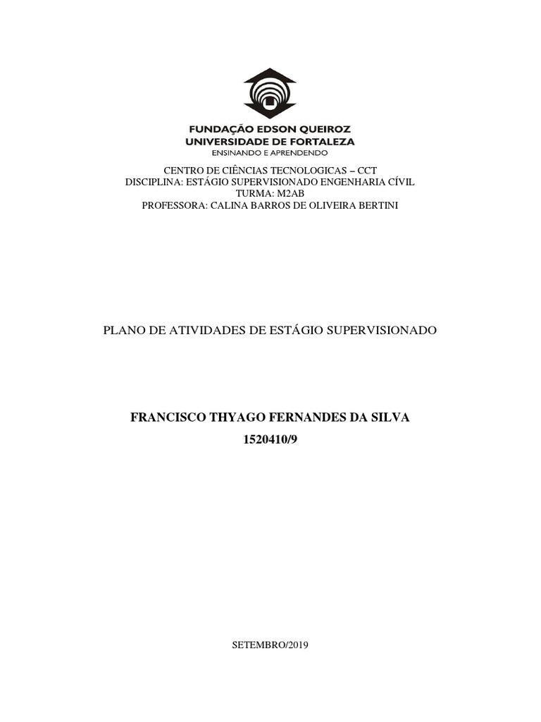 Plano de Estágio | PDF | Engenharia Civil | Engenharia