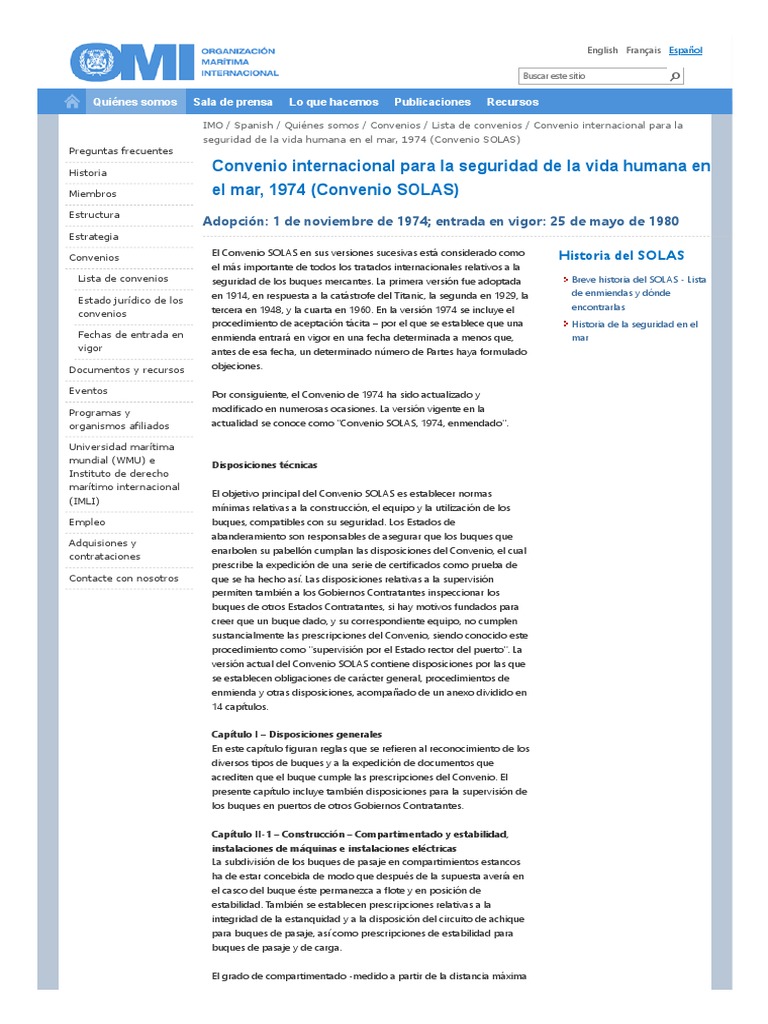 Convenio SOLAS | PDF | Tratado
