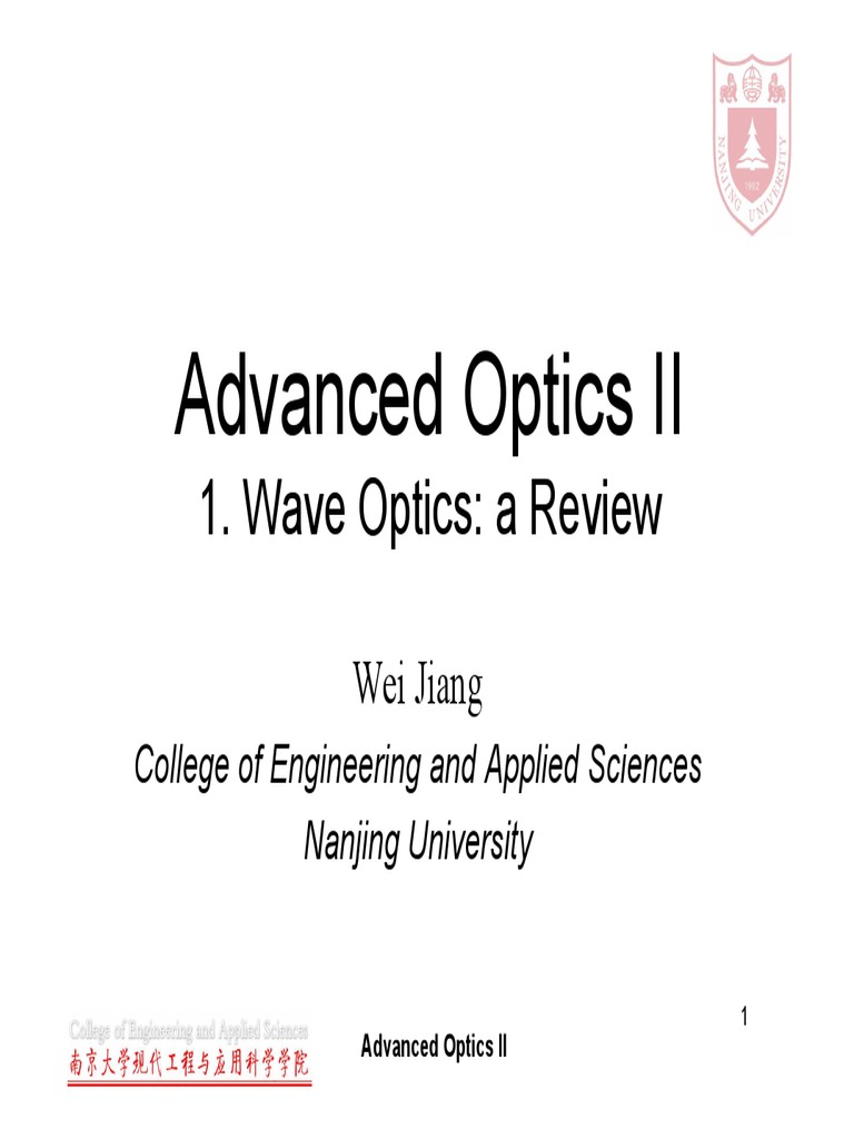 II-01 - Review of Wave Optics | PDF | Waves | Optics
