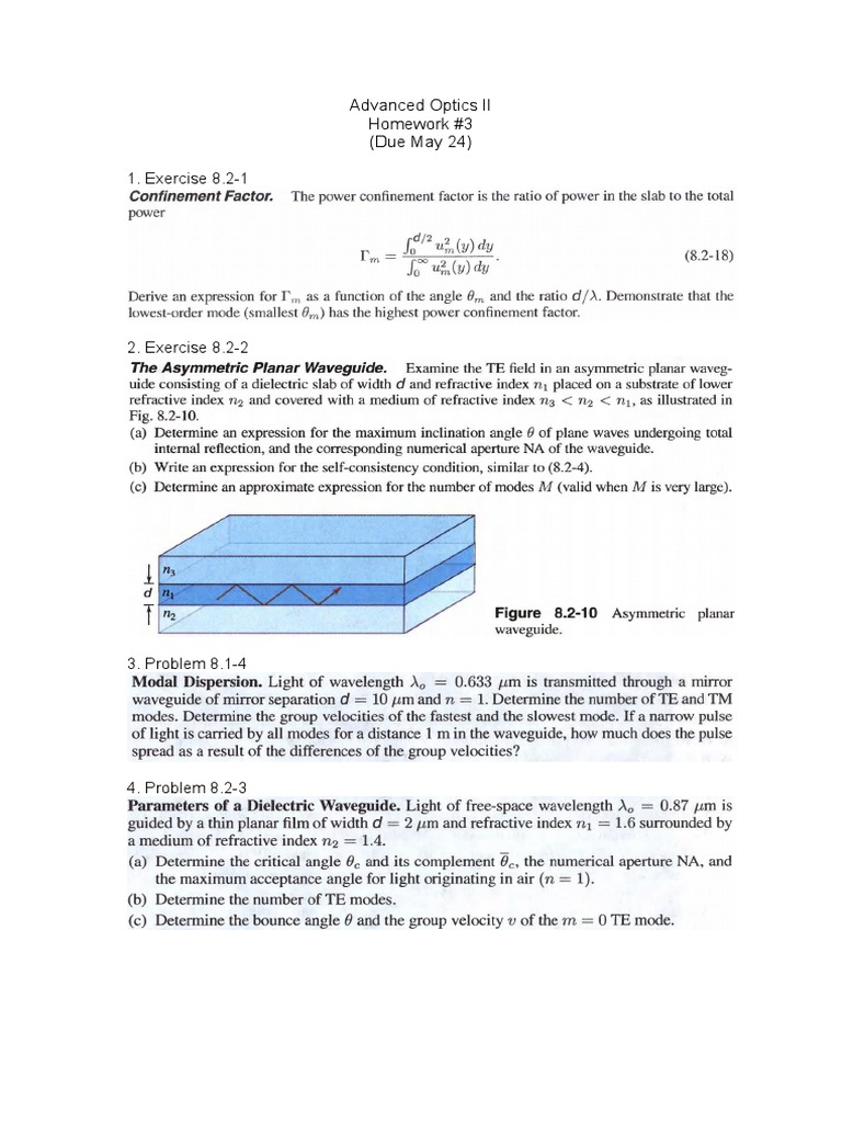 Exercise 8.2-1: Advanced Optics II Homework #3 (Due May 24) | PDF