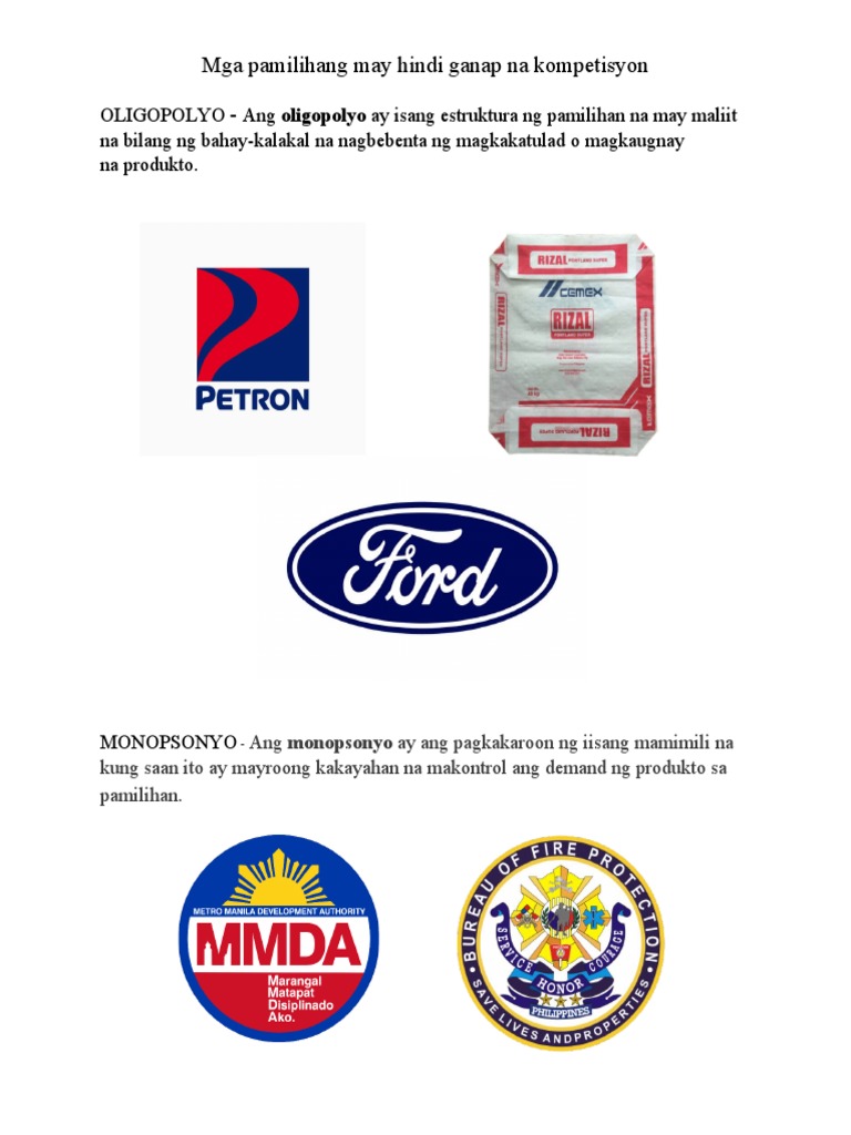 Mga Pamilihang May Hindi Ganap Na Kompetisyon | PDF