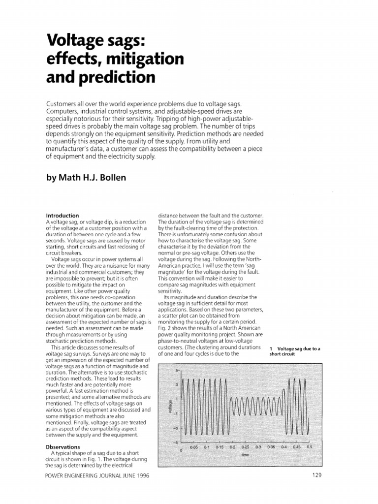 Voltage Sags Effects Mitigation And Prediction Pdf Rectifier Direct Current 