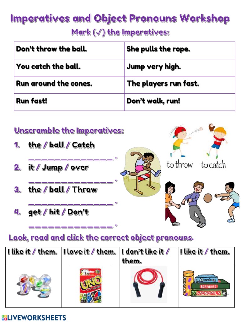 OBJECT PRONOUNS - Liveworksheets ID 1640859 - 102261153518811 | PDF