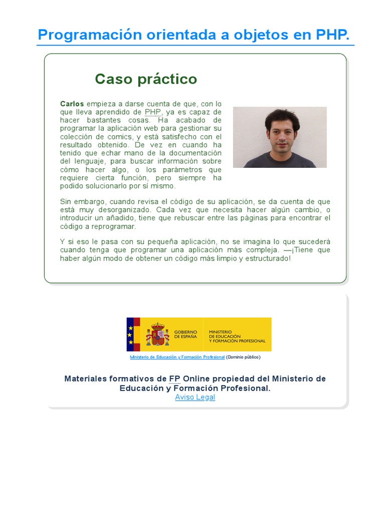 Dwes05 Programación Orientada A Objetos En Php Pdf Objeto Informática Herencia