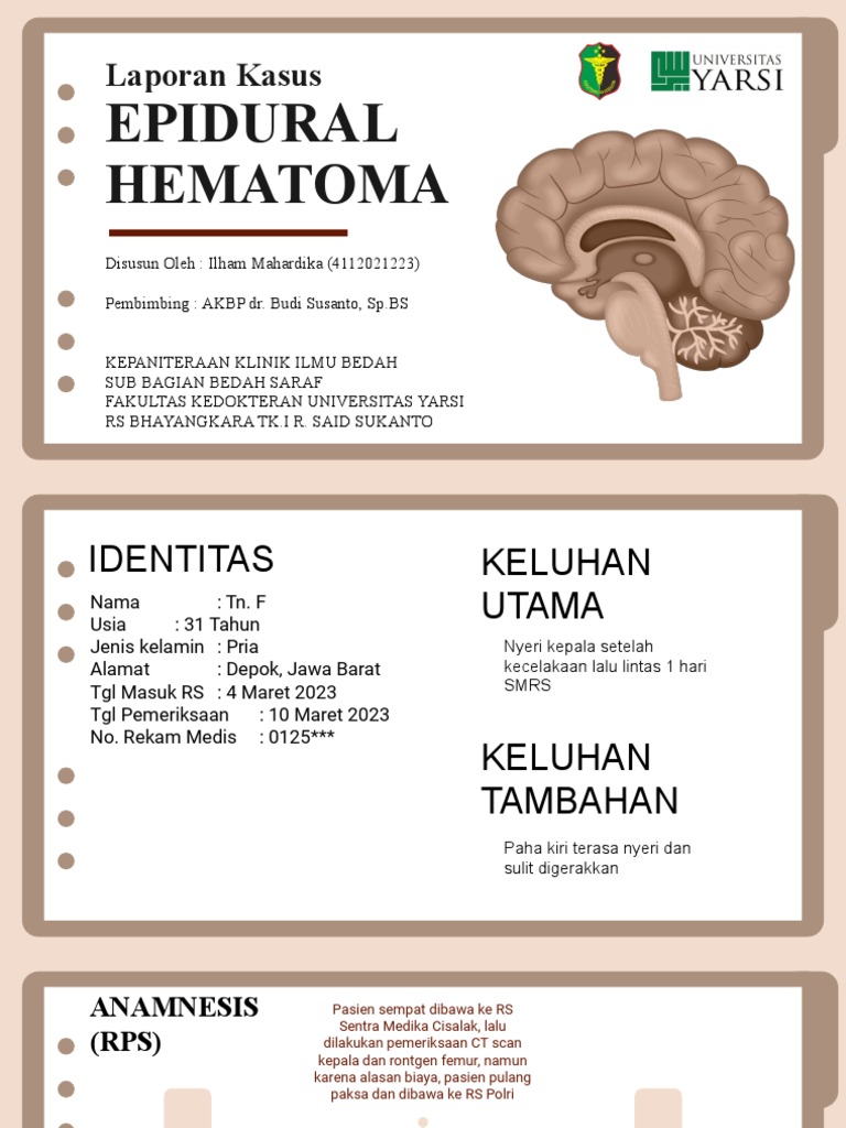Bedah Saraf - Laporan Kasus EDH - Ilham Mahardikaa | PDF