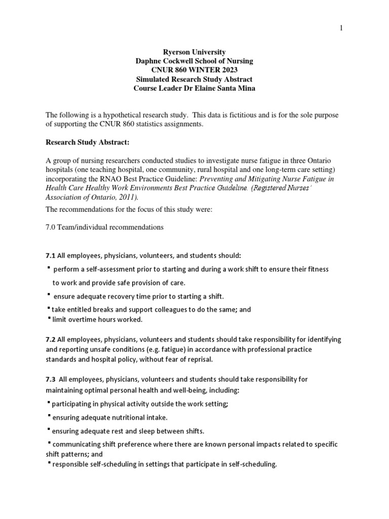 Nurse Fatigue Research Study Abstract | PDF | Nursing | Health Sciences